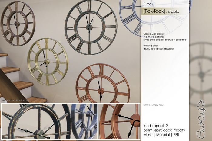Second Life Marketplace - Sway's [Tick-Tock] Clock . Classic